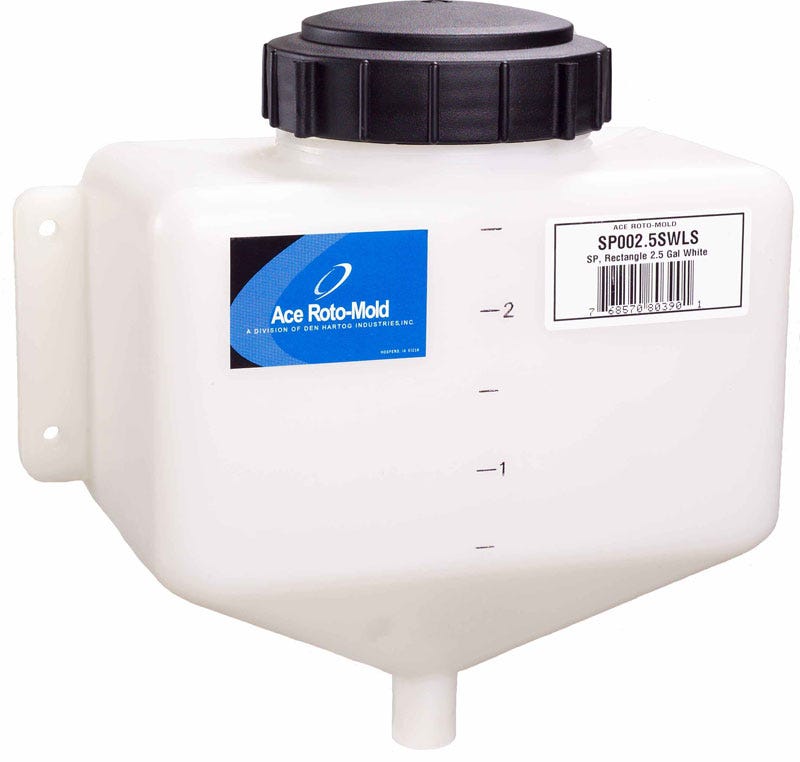 Poly Tank 5 Gallon Square Rinse Tank With Lid - Blow Molded White ...